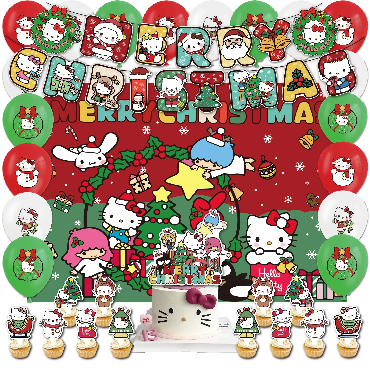 Natal-hello-kitty-sanrio-festa-de-anivers-rio-decora-o-bandeira-puxando ...