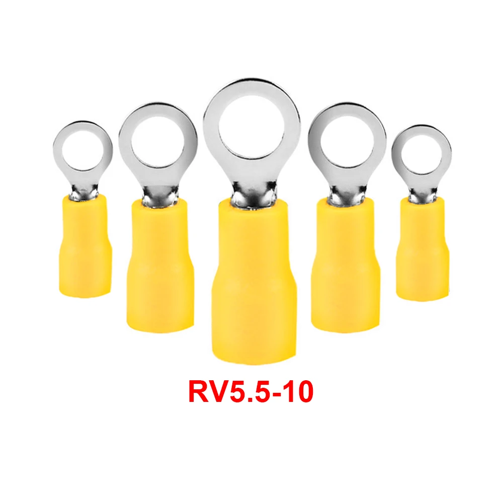 20PCS RV5.5-10 Yellow Ring Insulated Terminal Suit 4-6mm2 Cable Wire Connector Electrical Crimp ...