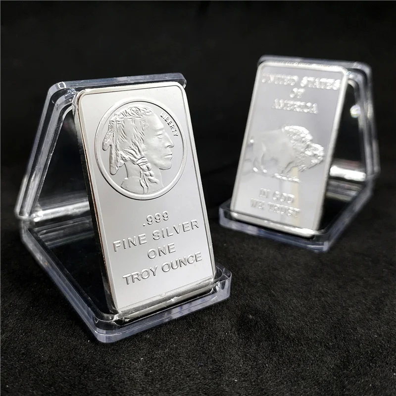 American Bison Commemorative Silver Bar 1 Oz Silver Plated Commemorati ...