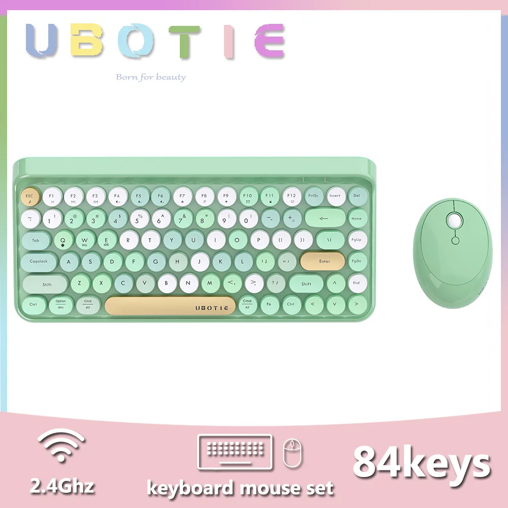 UBOTIE-Creamy-Blue-Wireless-Keyboard-and-Mouse-Combo-Colorful-Keyboard ...