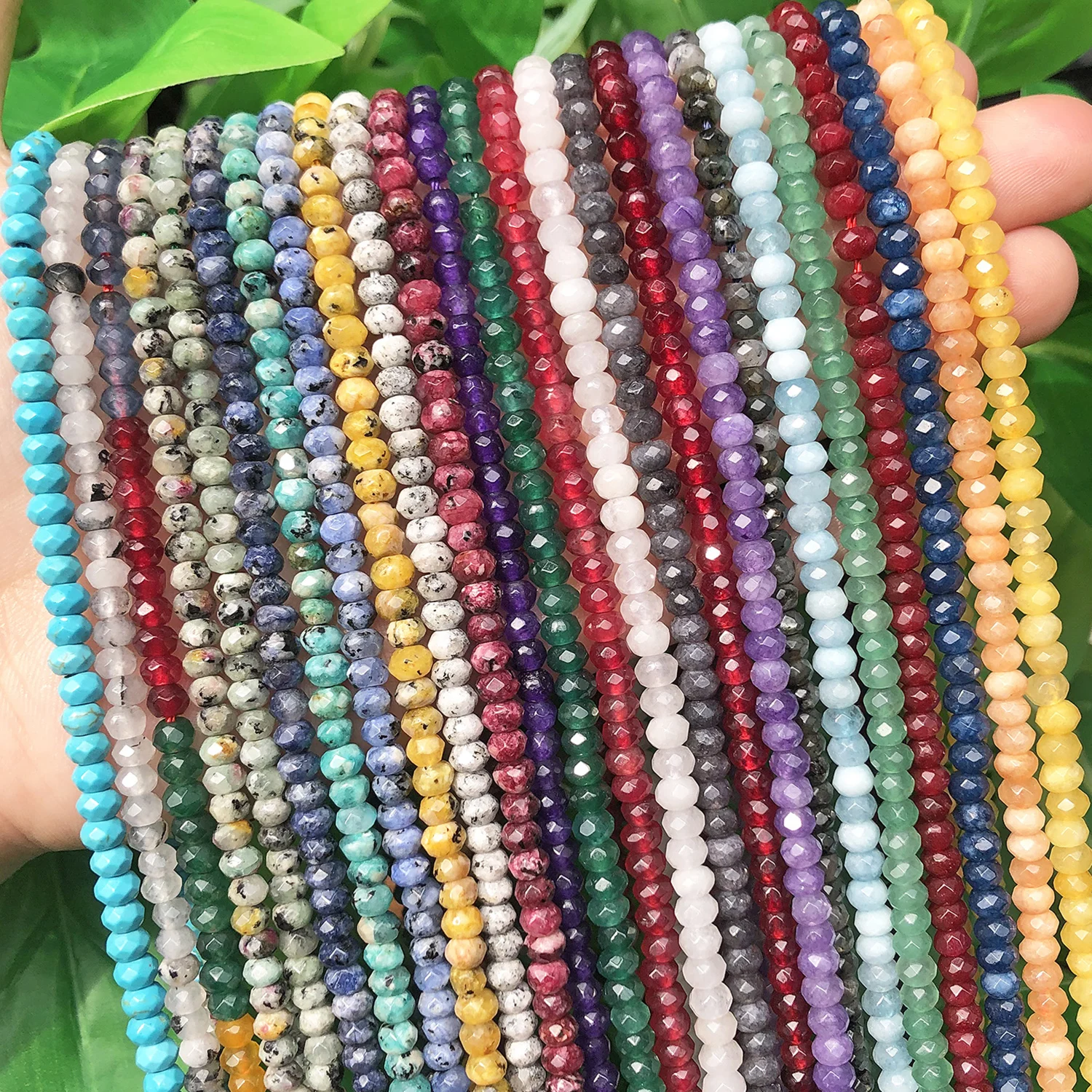 3x5mm-Natural-Rondelle-Stone-Beads-Faceted-Red-Rubys-Aquamarines ...