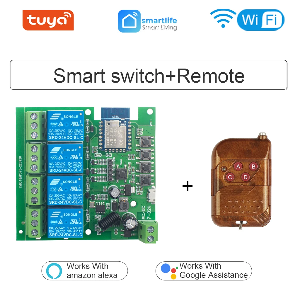 DC 7 32V AC 85 250V TUTA WiFi RF Switch Module Wireless Relay Smart ...
