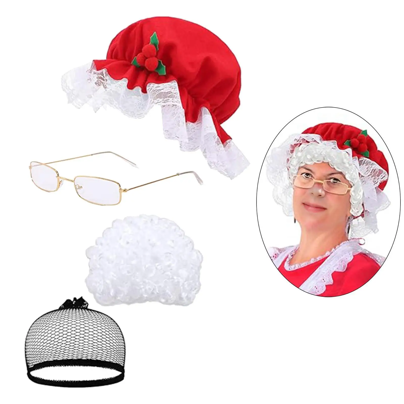 Mrs Santa Claus Wig Mrs Claus Hat for Role Playing Performance ...