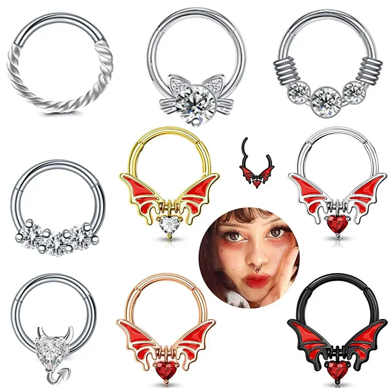 1pcs Crystal Fake Nose Ring Septum Jewelry Non Piercing Bat Fake Nose