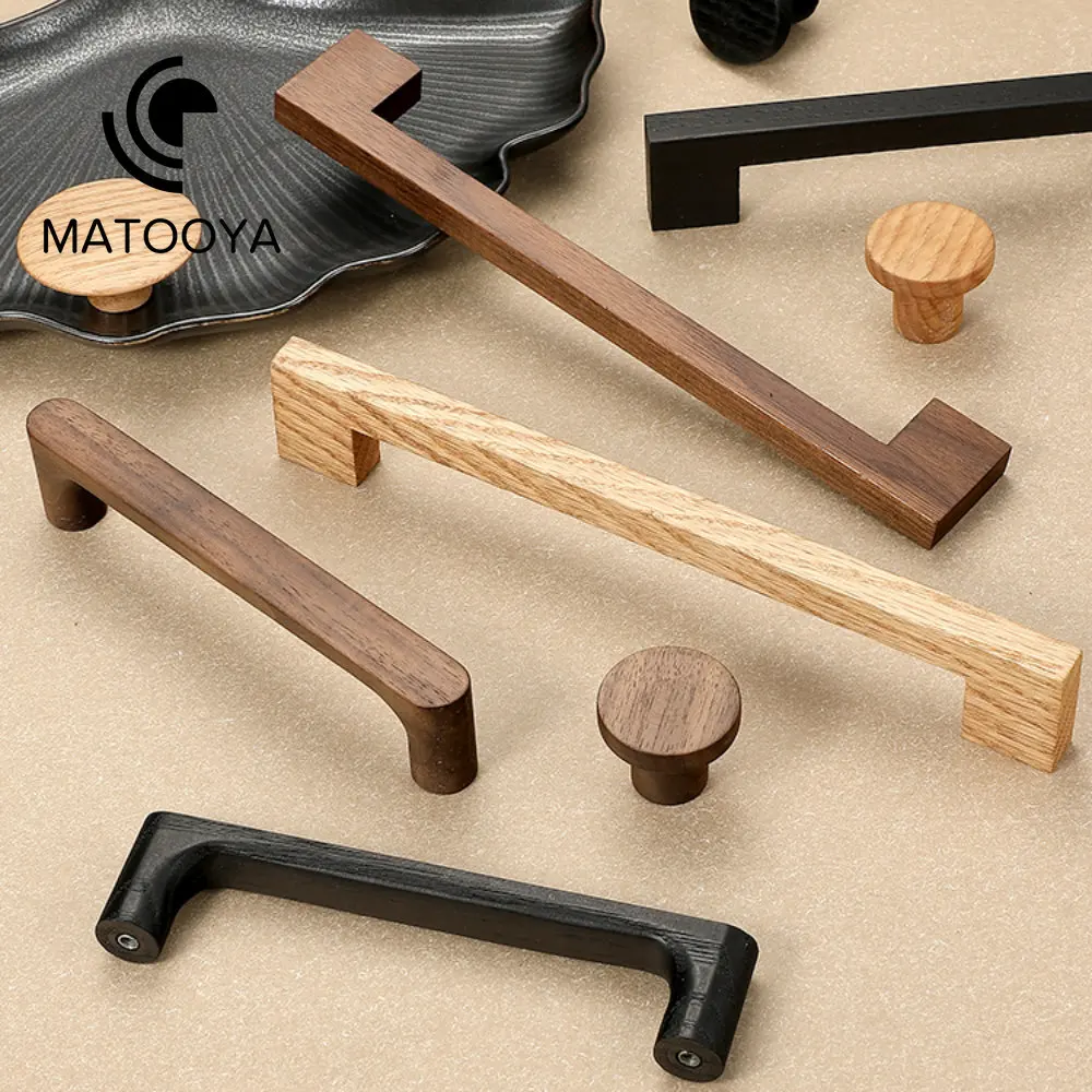 Manija de madera maciza para muebles, manijas de armario de cocina ...