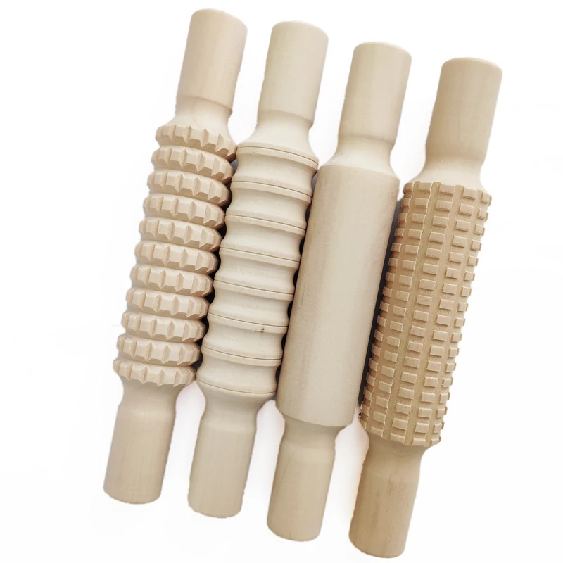 1PC-Pottery-Tools-Texture-Stick-Large-Spool-Embossing-Clay-Wooden ...