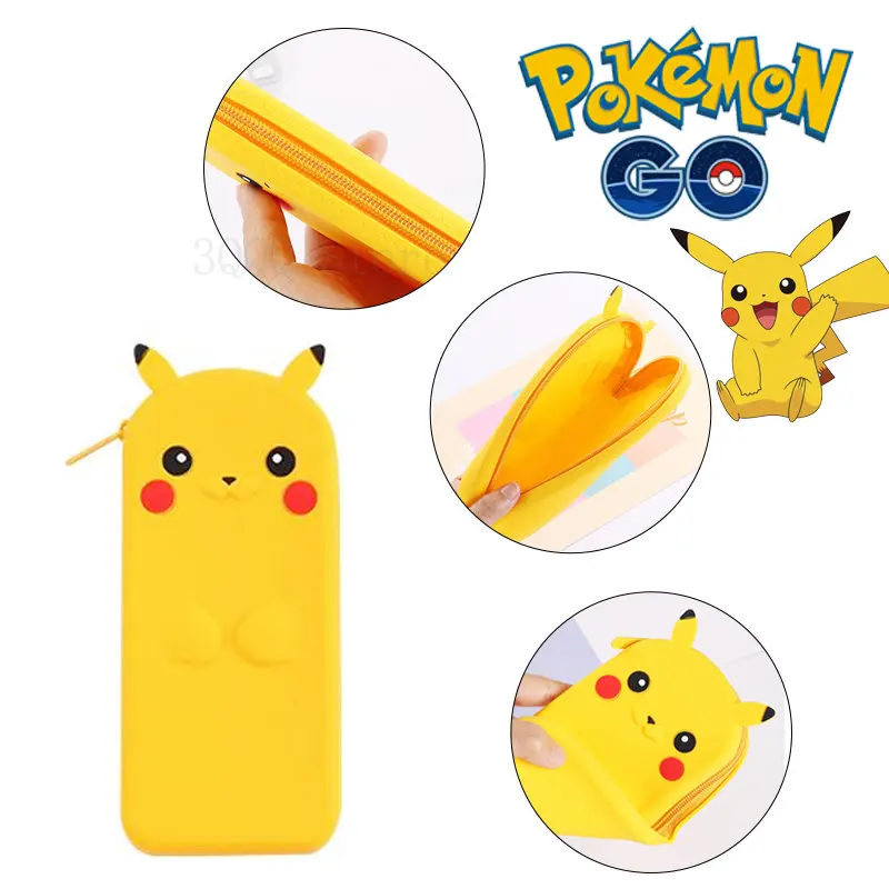 Trousse à crayons Pokemon Pikachu en Silicone, sac à crayons dessin ...