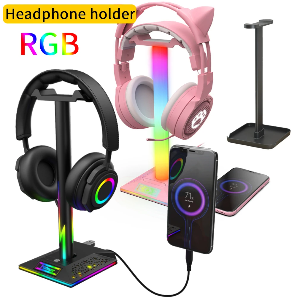 RGB-Gaming-Headset-Stand-LED-Light-Head-Mounted-Desktop-Headset-holder ...