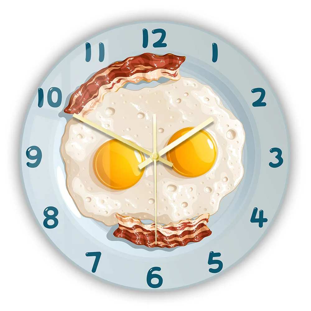 Bacon-And-Fried-Eggs-Smile-Wall-Clock-For-Kitchen-Dinning-Room ...