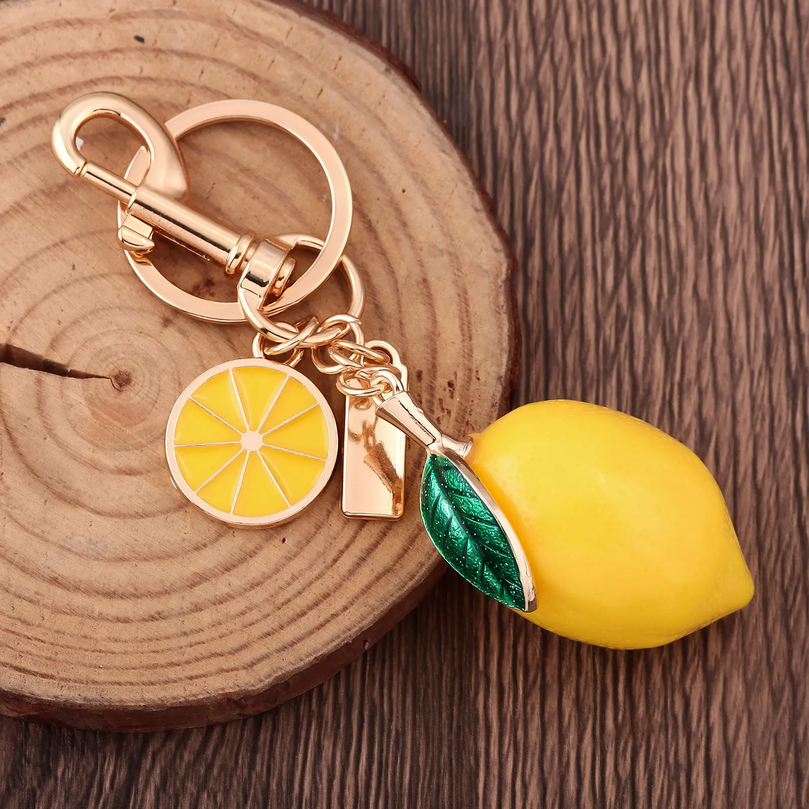 New Cute Yellow Lemon Pendant Keychain Fashion Men Women Bag Charms ...