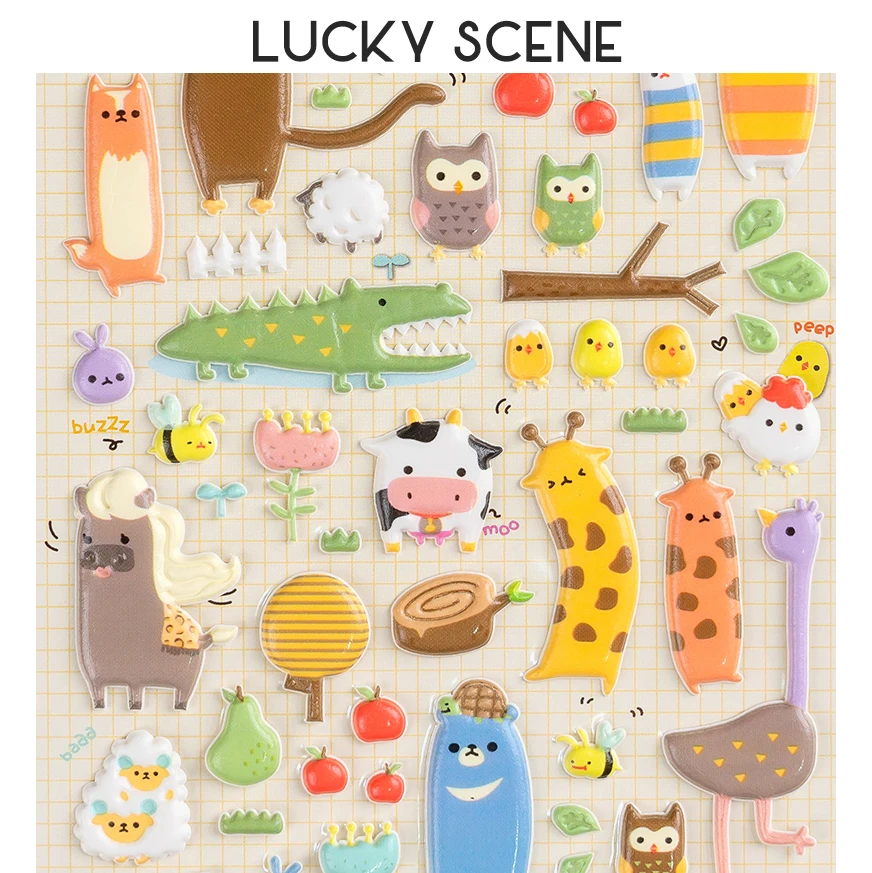 Sponge-Bubble-3D-Cartoon-Sticker-Star-Rabbit-Animal-Manor-Handbook ...