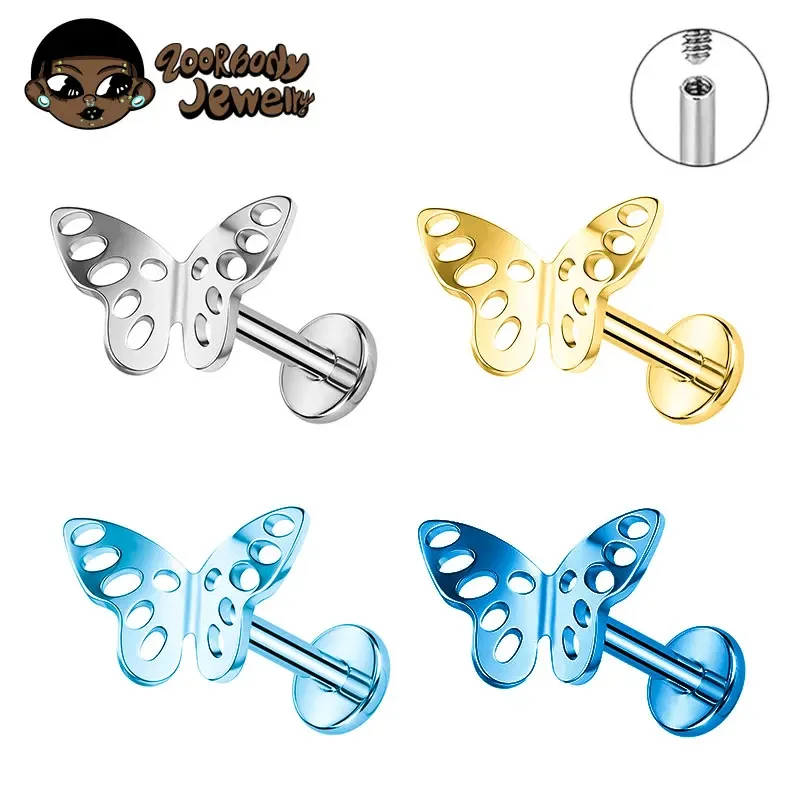 ASTM-F136-orecchini-in-titanio-Hollow-Butterfly-filo-interno-16G ...