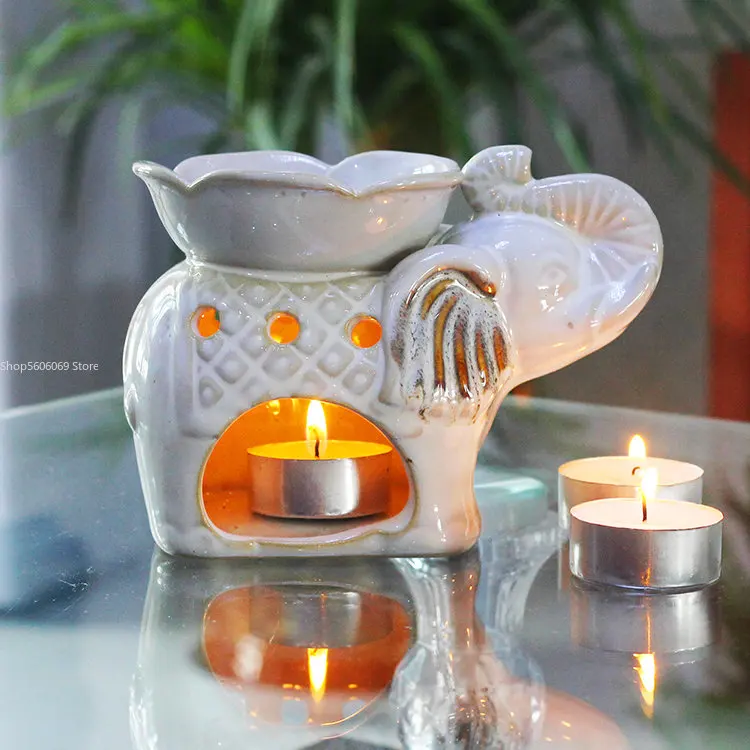 Ceramic Aromatherapy Furnace Elephant Candle Essential Oil Incense ...