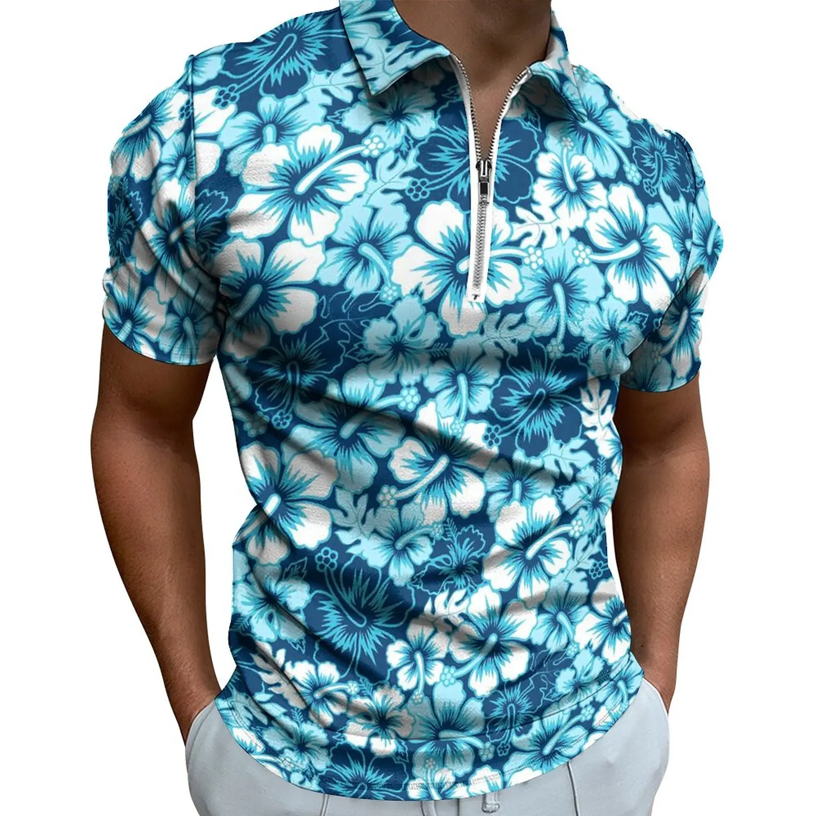 New Floral Print Casual T-Shirts Colorful Flower Polo Shirt Vintage ...