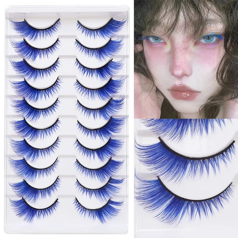 Colorful-Fake-eyelashes-Halloween-Makeup-Products-Blue-Red-Pink-False ...