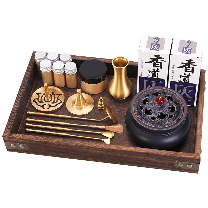 Brass-Incense-Set-Portable-Zen-Incense-Burner-Wax-Melt-Sandalwood ...