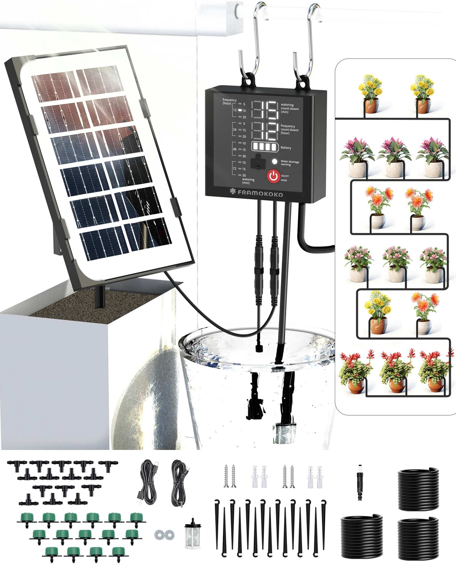 Solar-Auto-Drip-Irrigation-Kit-System-Solar-Powered-Plants-Watering ...