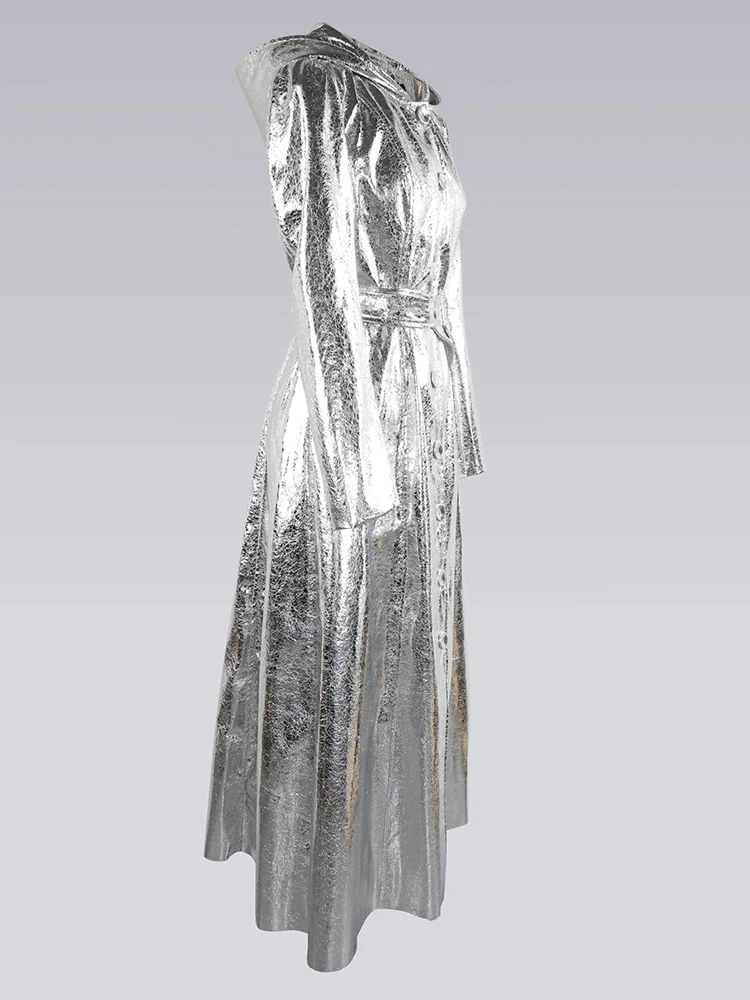 Nerazzurri Autumn Maxi Luxury Elegant Chic Silver Gold Shiny Patent ...