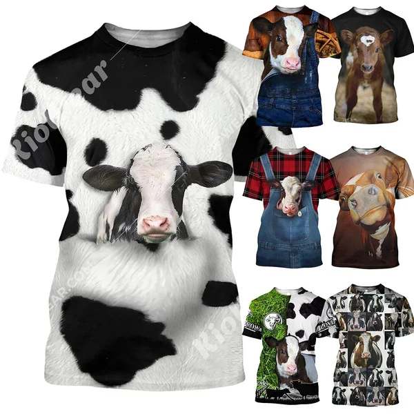New-Summer-Mens-Womens-Fashion-Cow-T-shirt-Crazy-Cow-Print-Short-Sleeve ...