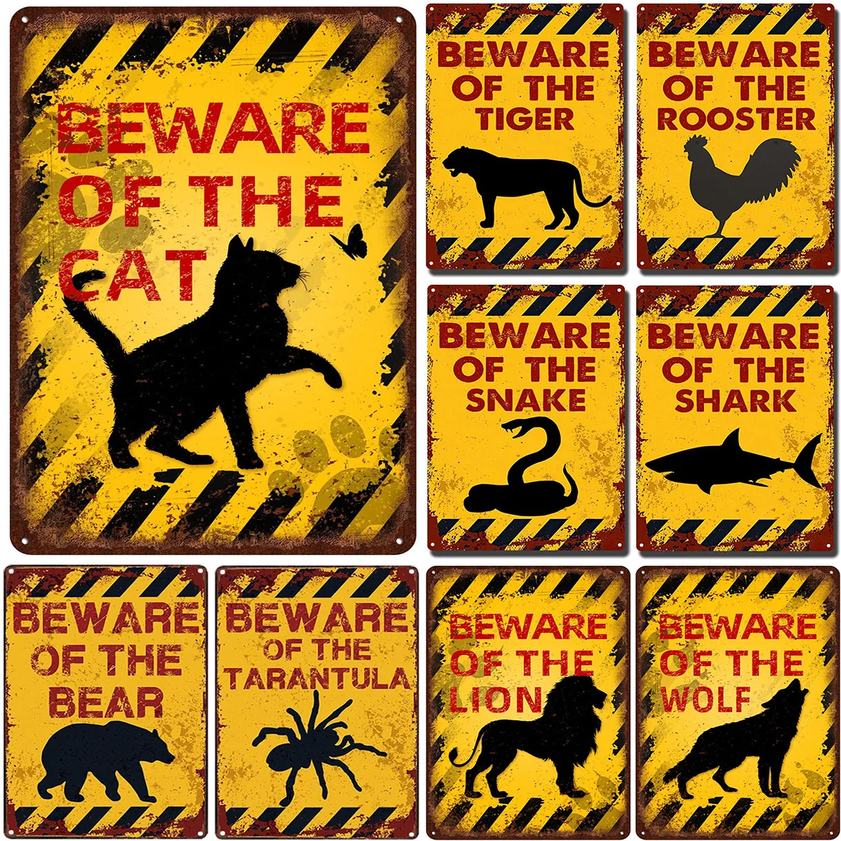Warning-Tin-Sign-Beware-of-The-Cat-Vintage-Plaque-Metal-Plate-Retro ...