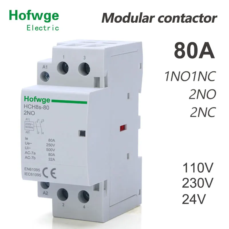 HCH8s-80 AC DC Contactor 2P 40A 80A 2NO 1NO1NC AC24V DC24V Automatic ...