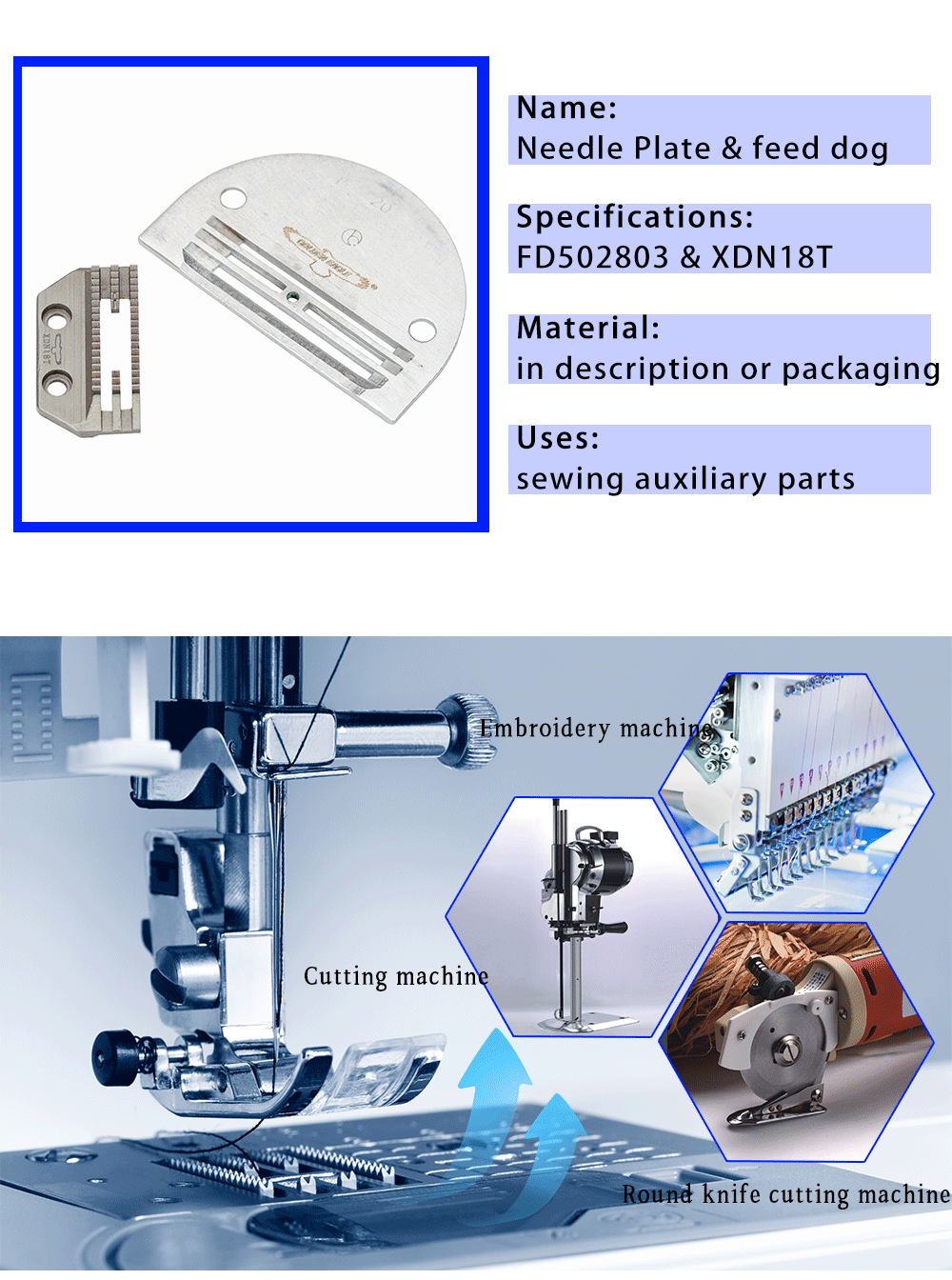 Machine à coudre,Plaque industrielle FD502803 de machine à coudre de ...