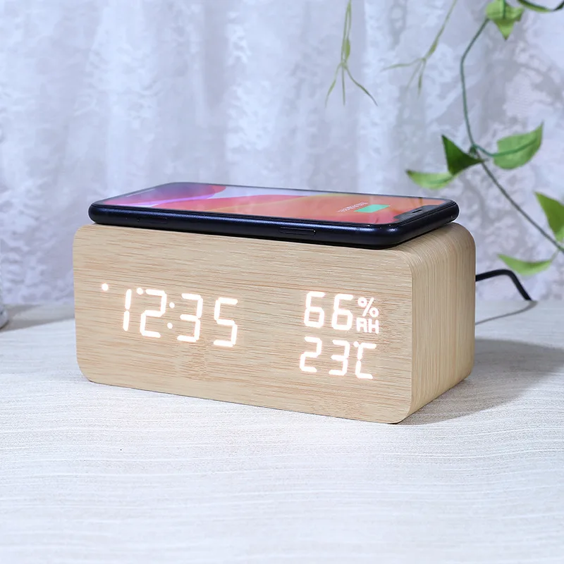 Wooden-Clock-Desk-Digital-Alarm-Clock-Wireless-Charging-Clock-for-Table ...