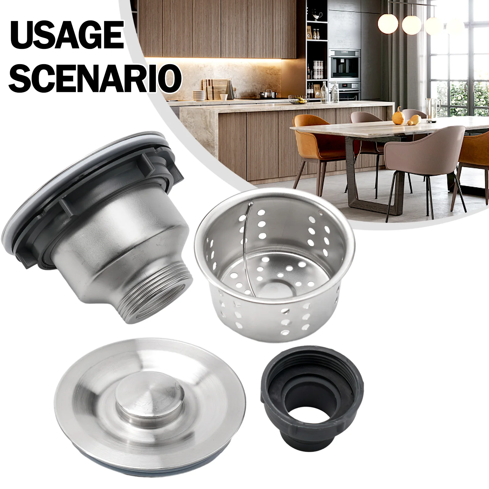 Sink-Waste-Strainer-Catch-Excess-Food-Particles-with-Stainless-Steel ...