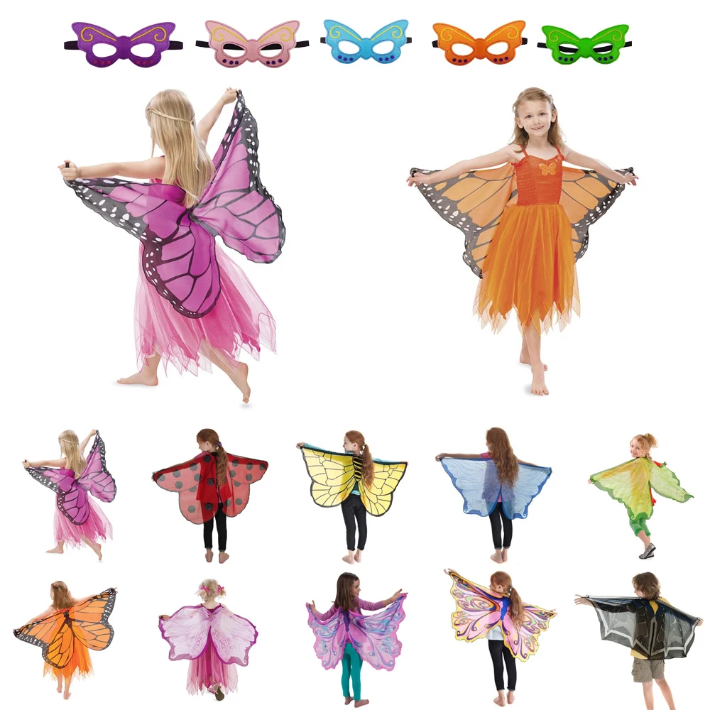 Kids-Butterfly-Costume-Girl-Fairy-Butterfly-Wings-Chiffon-Blue-Pink ...