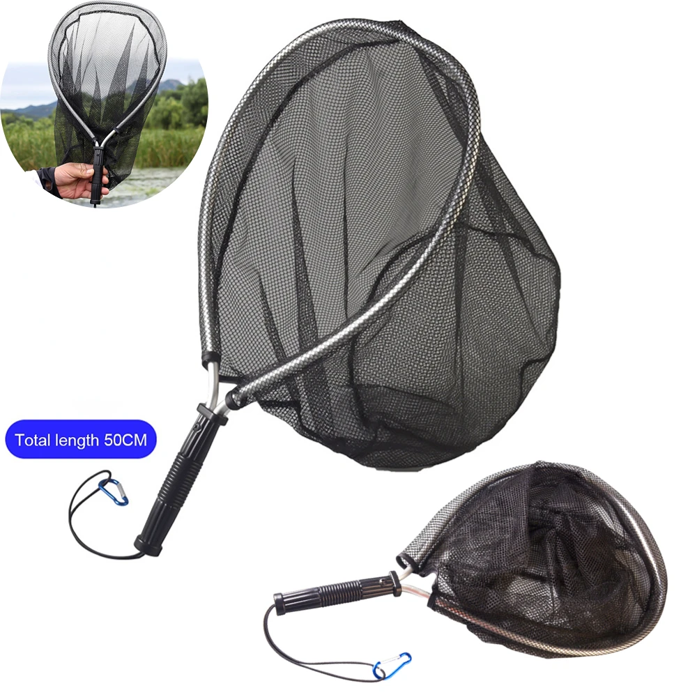 50cm Fishing Hand Net Aluminum Alloy Retractable Fishing Net Portable ...