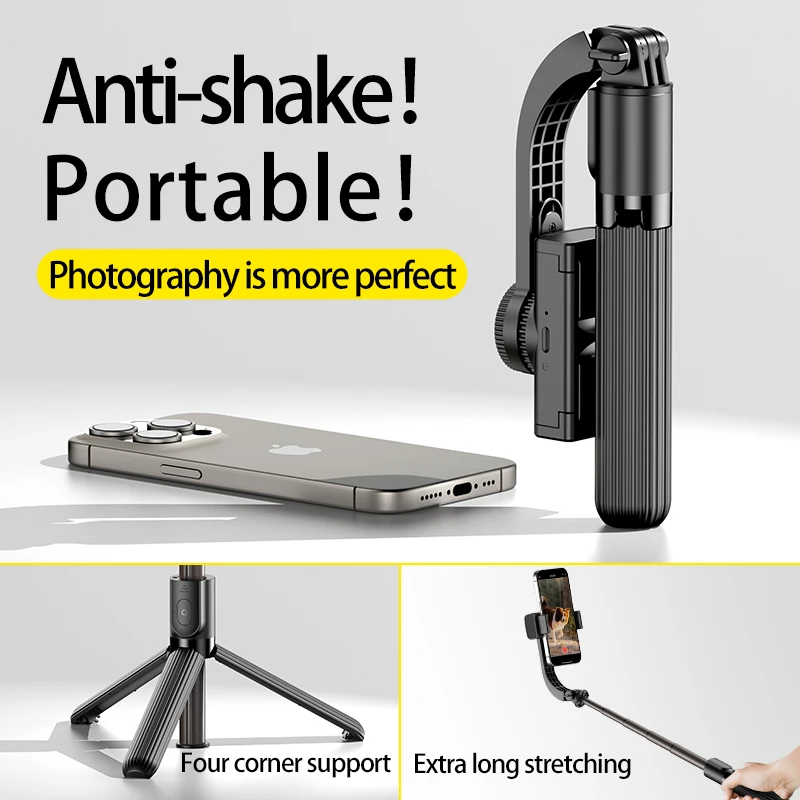 L08 Gimbal Handheld Auto Anti-shake Stabilizer Travel 360° Rotating AR ...