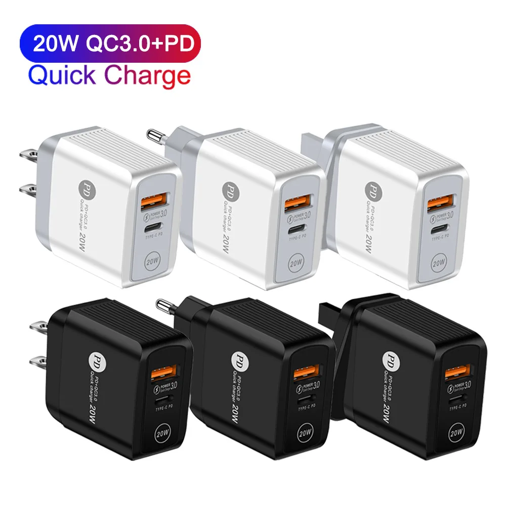 PD20W QC3.0 Fast Charger US EU UK Plug for iPhone Samsung Huawei Xiaomi ...