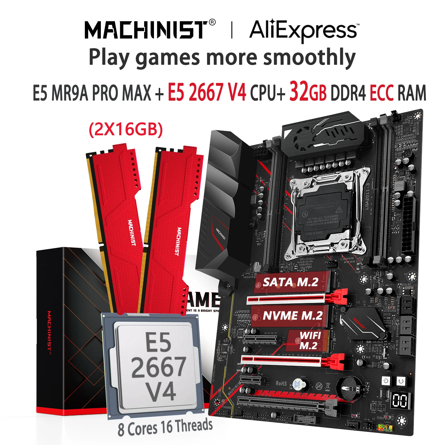 MACHINIST MR9A PRO MAX X99 Motherboard Set LGA 2011-3 Kit Xeon E5 2667 ...