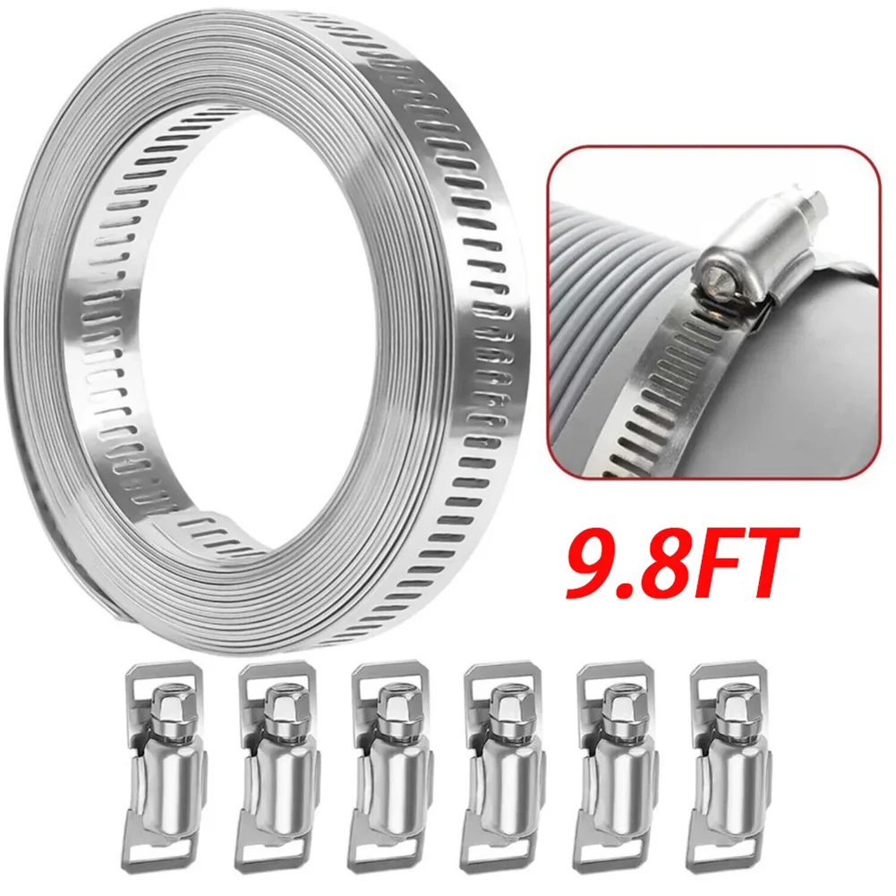 9-8ft-Adjustable-Large-Hose-Clamps-Worm-Gear-Stainless-Steel-Clamp-With ...