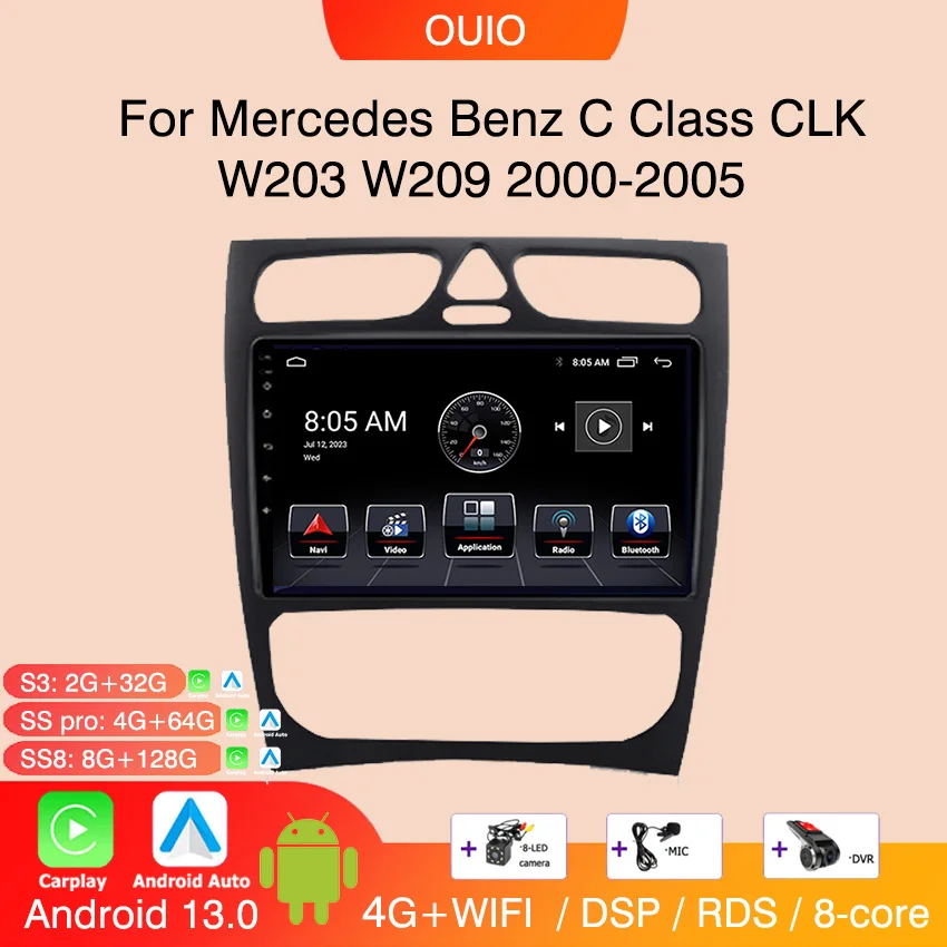 Android-13-Radio-For-Mercedes-Benz-C-Class-CLK-W203-W209-2000-2005-Car ...