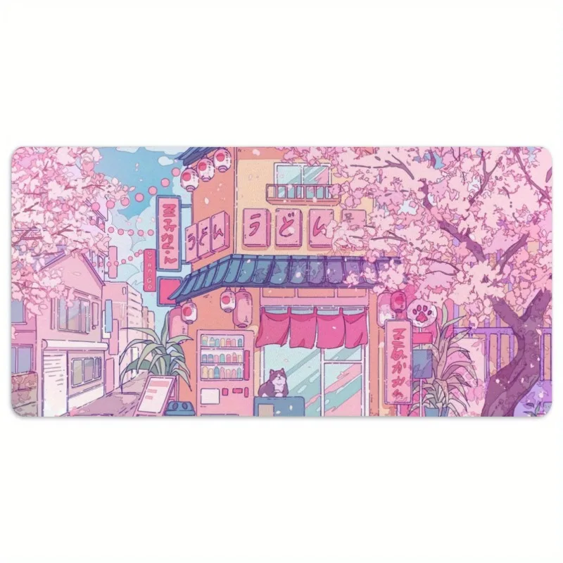 Cute cat coffee and pink cherry blossom mouse pad ,Office Game Table ...