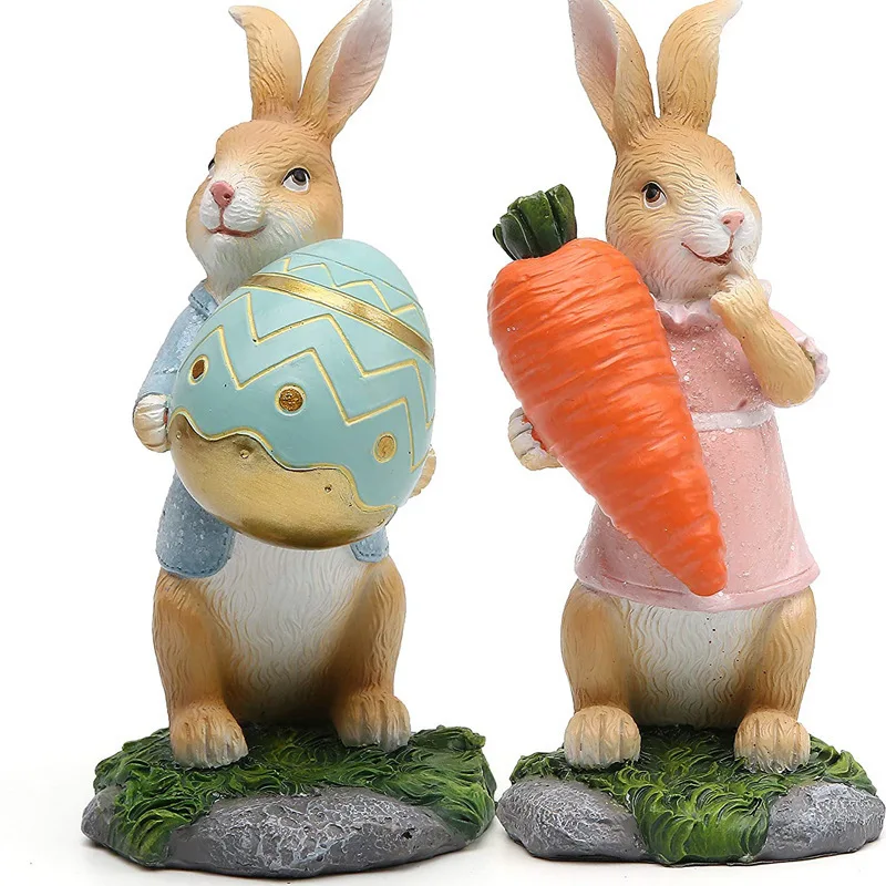 Easter Bunny Resin Crafts Rabbit Doll Decor Desktop Decoration Rabbit ...