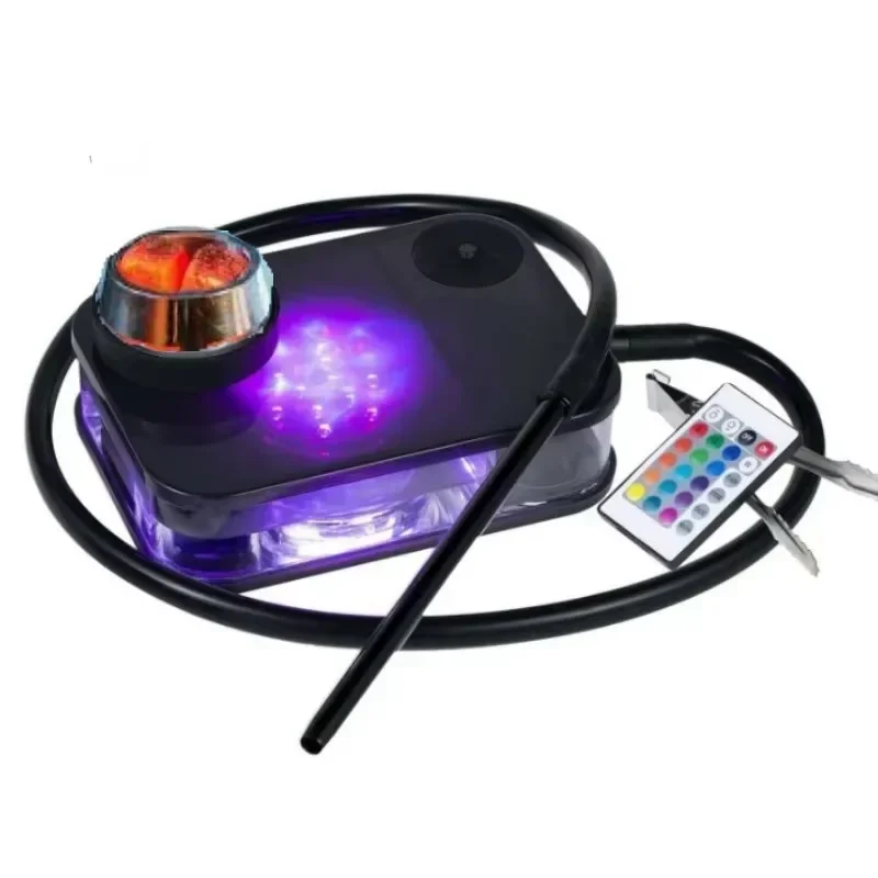 Portable Acrylic Smoking Pipe Kit with Metal Bowls Charcoal Holder LED ...
