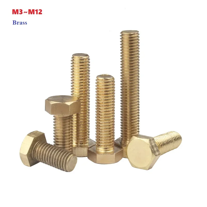 M3 M4 M5 M6 M8 M10 M12 Brass External Hex Bolts Metric Threaded Hexagon ...