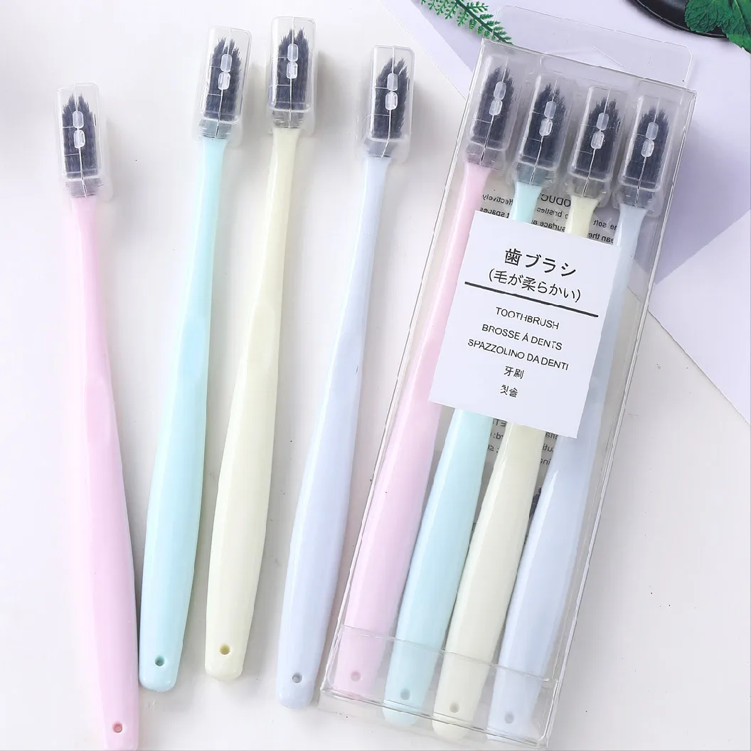 4-Pcs-BoxToothbrush-Soft-Oral-Hygiene-Wheat-Straw-Handle-Charcoal-Solid ...