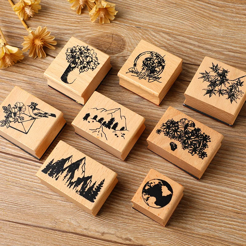 Mountains-Rivers-Forests-Vintage-Wooden-Rubber-Stamp-For-Scrapbooking ...
