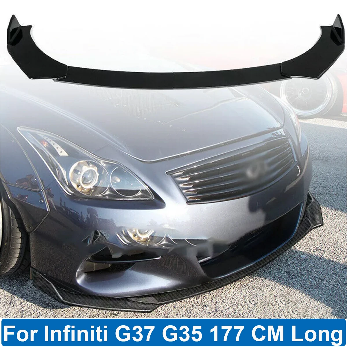 177CM Front Bumper Lip Spoiler Side Splitter Chin Body Kit Deflector ...