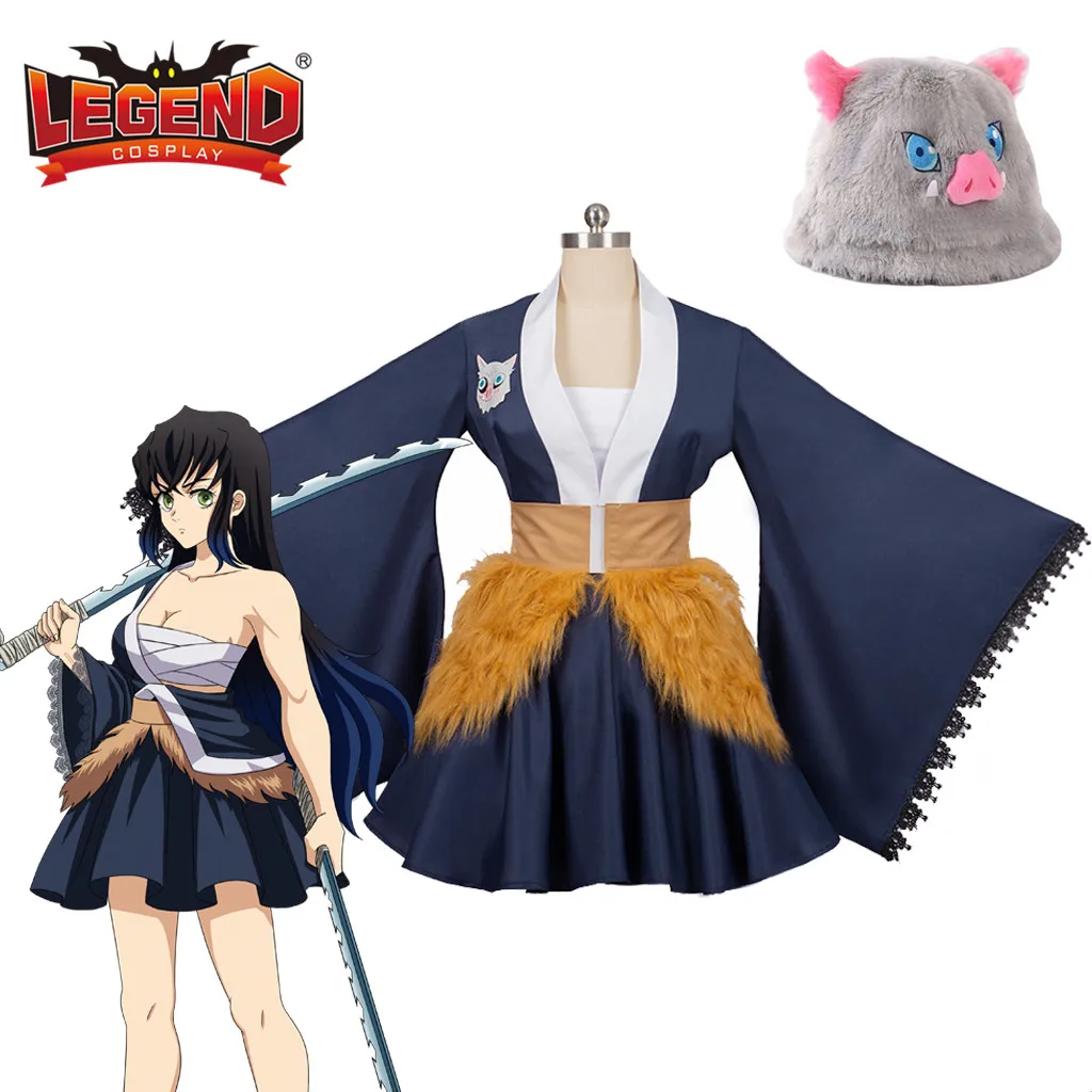 애니메이션 악마 코스프레 슬레이어 Kimetsu no Yaiba Inosuke Costume Hashibira 기모노 코스프레 ...