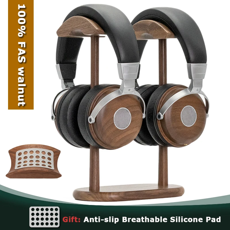 Pure-Solid-Walnut-Headphones-Stand-Dual-Gaming-Headset-Beech-Wood ...