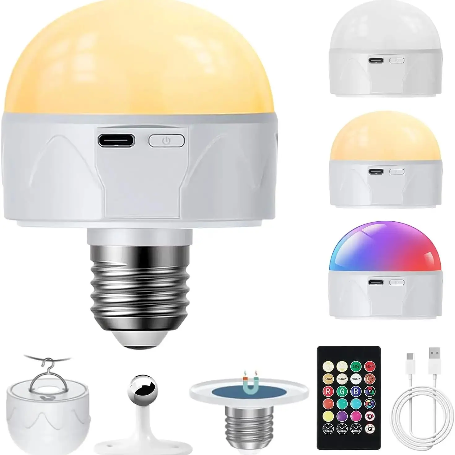 New-USB-C-rechargeable-bulb-with-battery-E27-dimmable-battery-cabinet ...