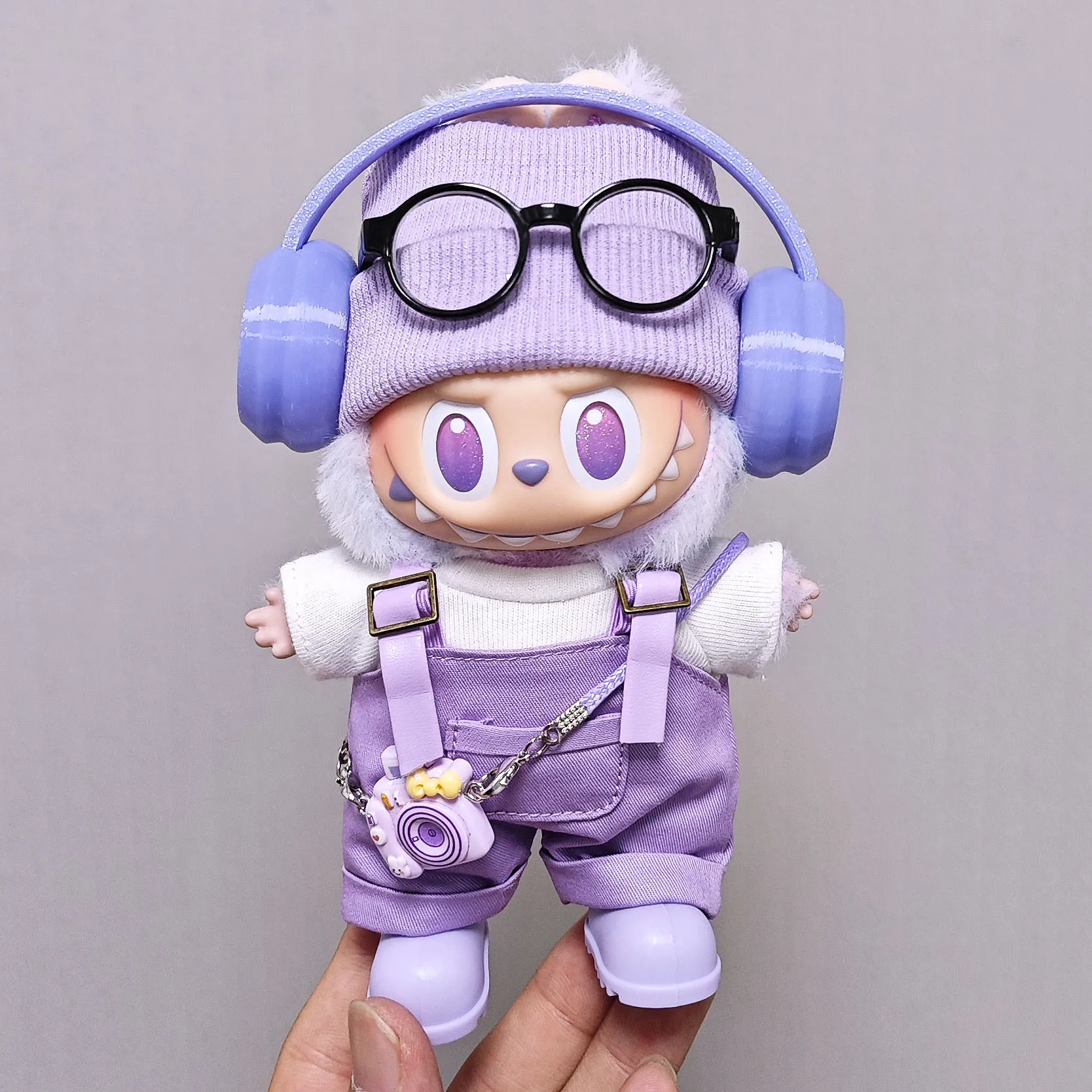 Labubu Doll Clothes Purple Overalls Hat Set 1st-3rd Gen Universal ...