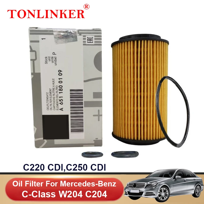 TONLINKER-Oil-Filter-A6511800109-For-Mercedes-Benz-C-Class-W204-C204 ...