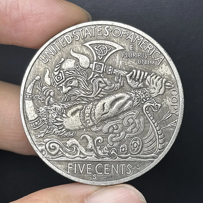 Bull-Demon-King-Antique-Old-Silver-5-Cents-Commemorative-Coin-Hobo ...