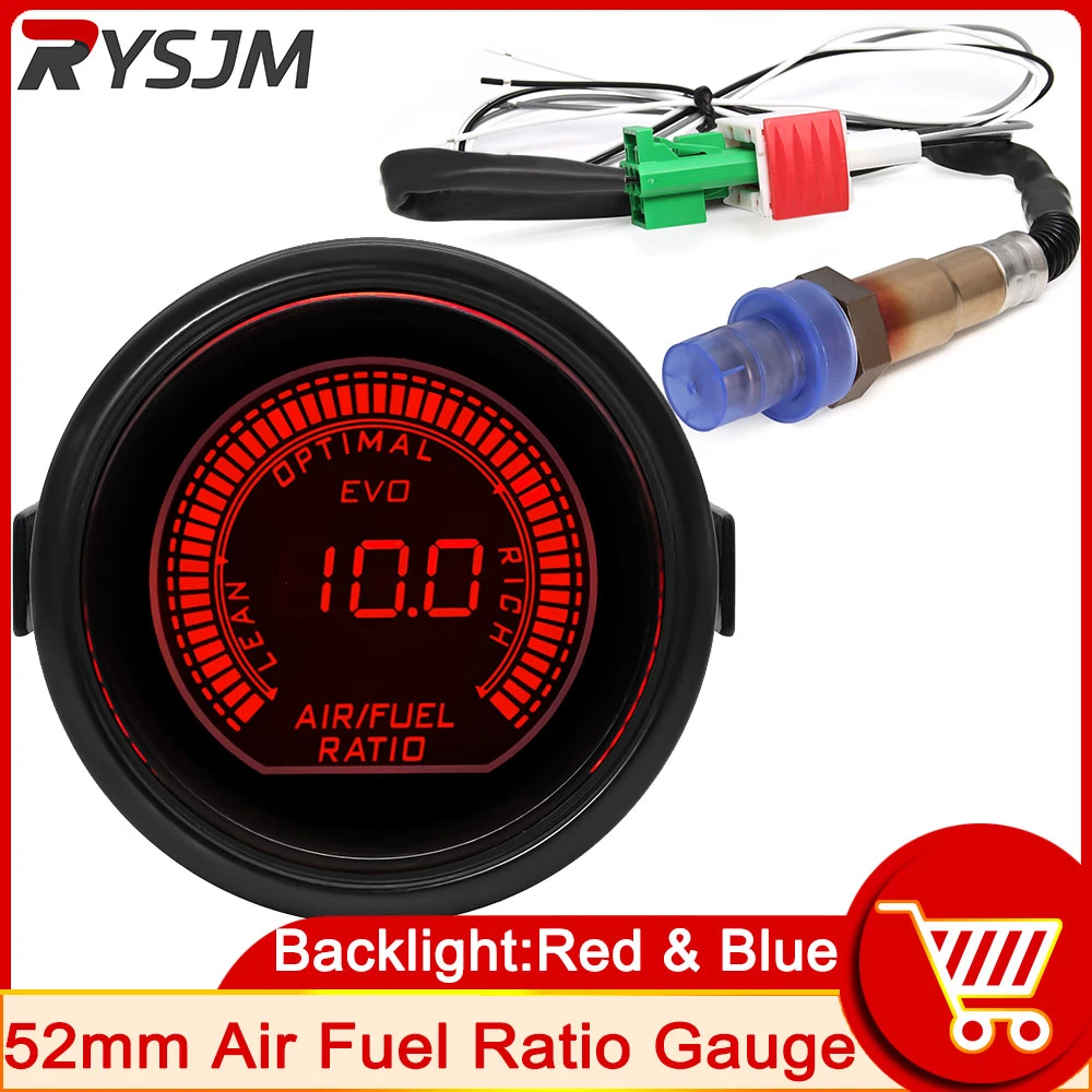 HD 52mm AFR Gauge with Narrowband O2 Oxygen Sensor Air Fuel Ratio Gauge ...