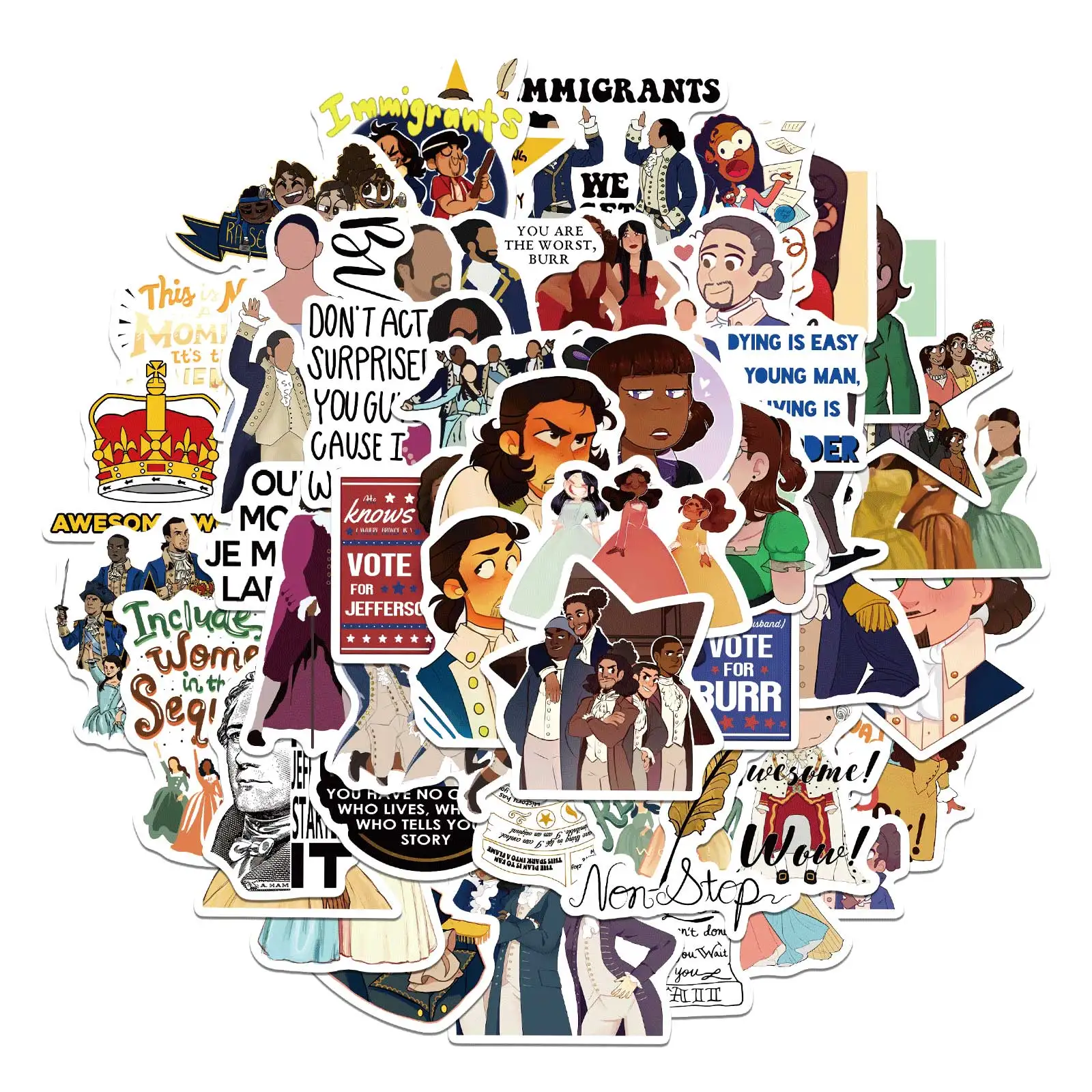 50PCS-Hamilton-Musical-play-Stickers-Lable-For-Car-Motorcycles-Children ...